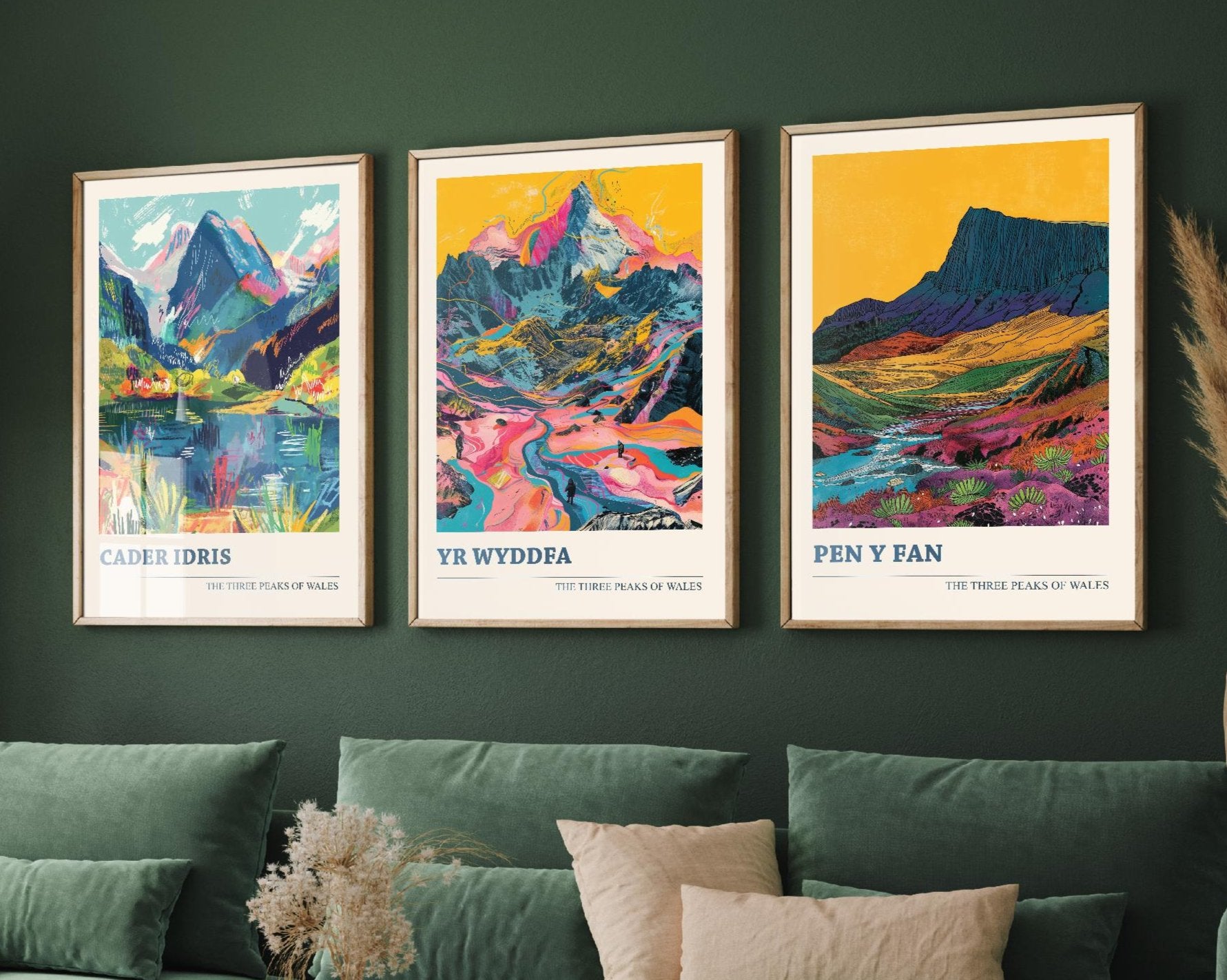 Set of Three Art Prints - The Three Peaks of Wales - Cader Idris, Yr W ...