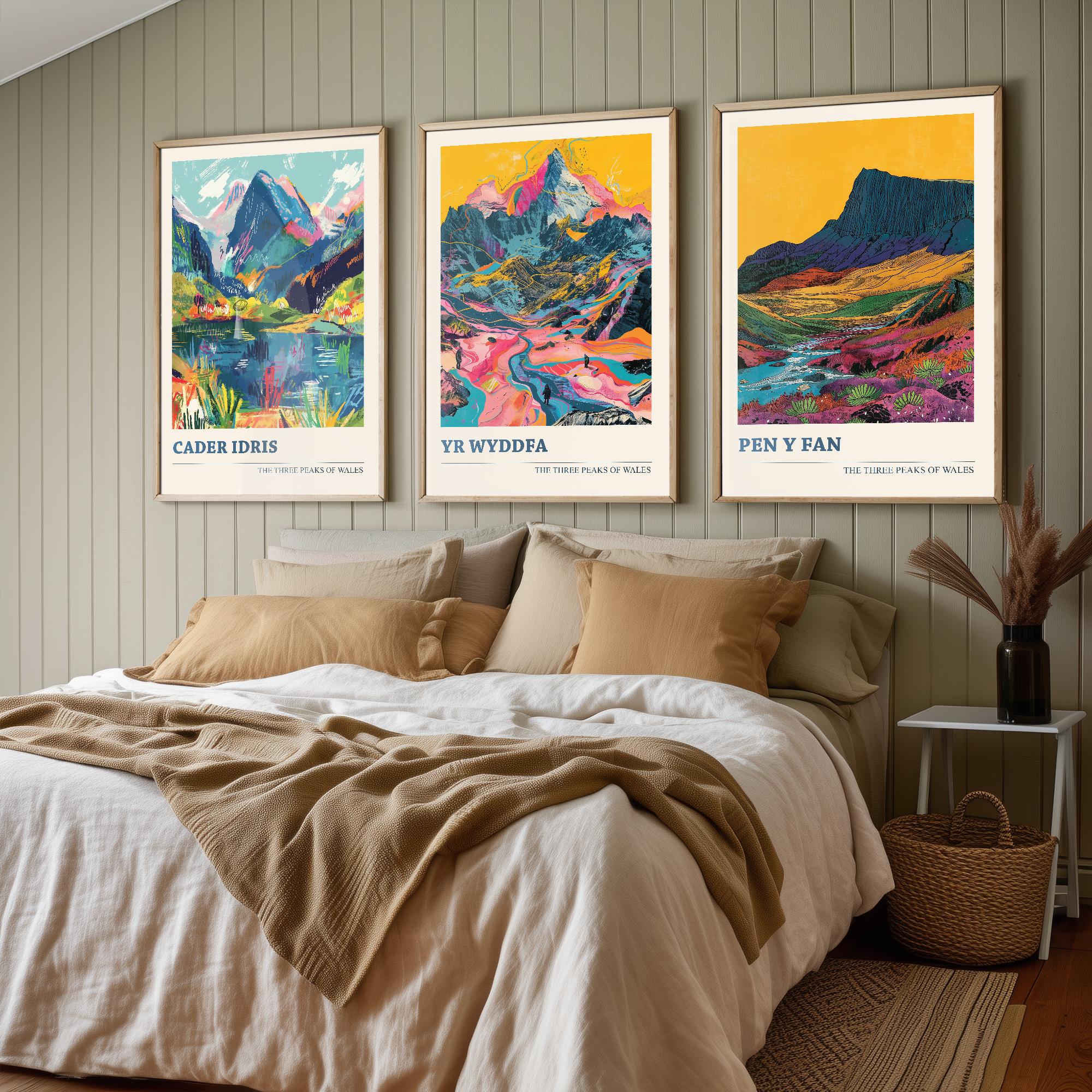 Set of Three Art Prints - The Three Peaks of Wales - Cader Idris, Yr W ...